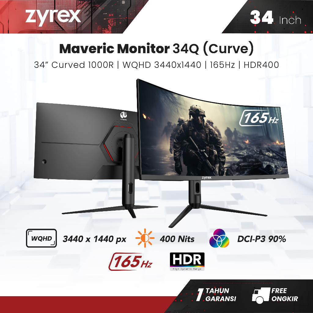 Jual ZYREX MAVERIC MONITOR 34Q 34" FHD 165HZ | Shopee Indonesia