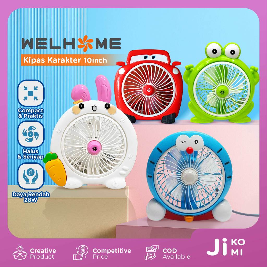 Jual Welhome Kipas Angin Meja Karakter 10 Inch Desk Fan Doraemon Hello ...