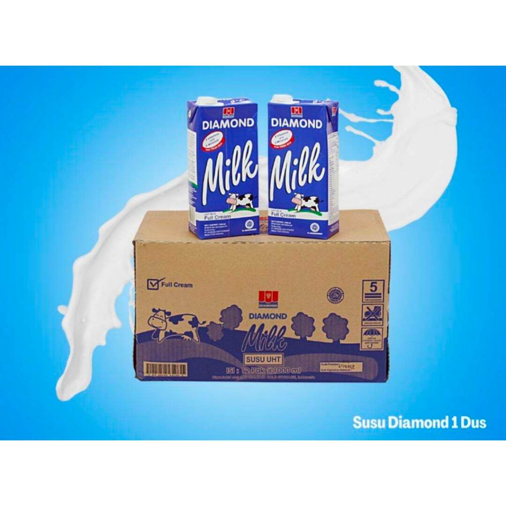 Jual DIAMOND SUSU UHT FULL CREAM 1000ML 1 DUS 12 PCS | Shopee Indonesia