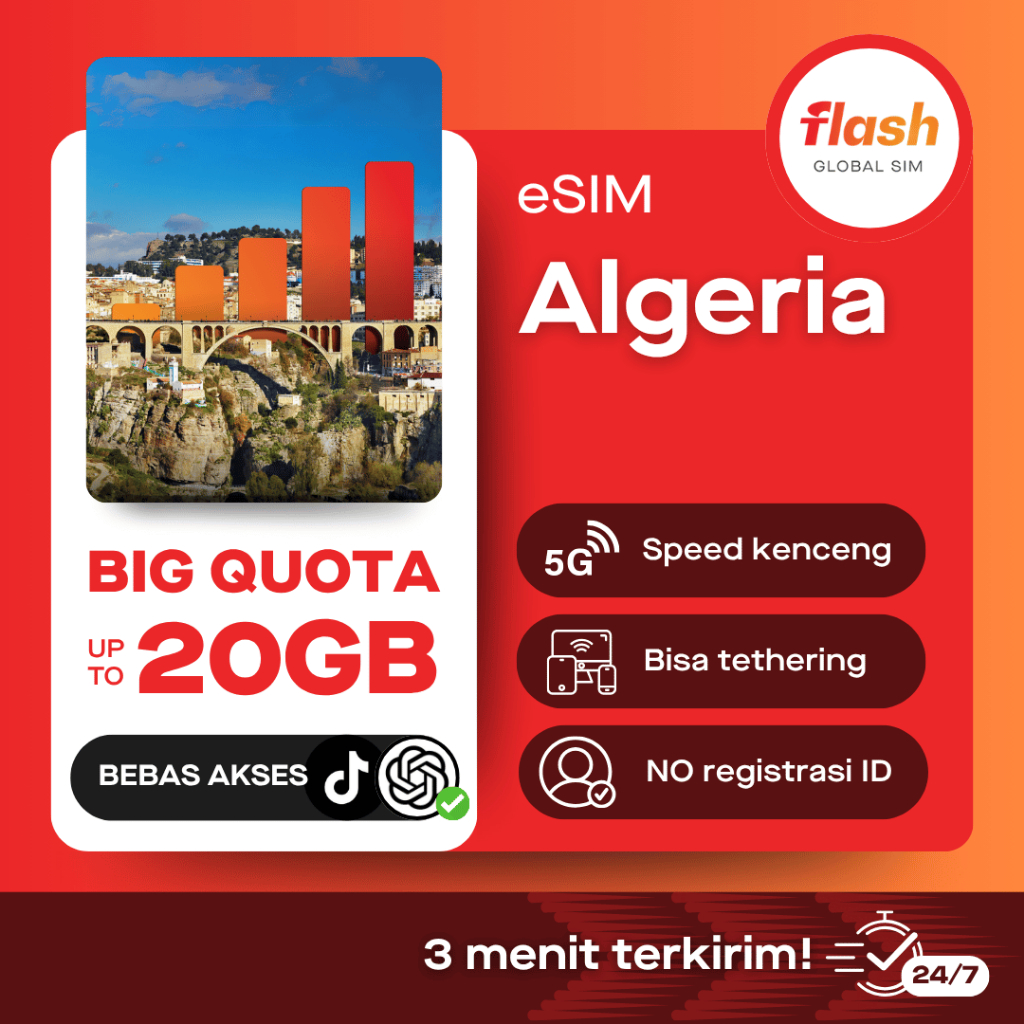 Jual eSIM Algeria Big Quota Flash Global SIM | Shopee Indonesia