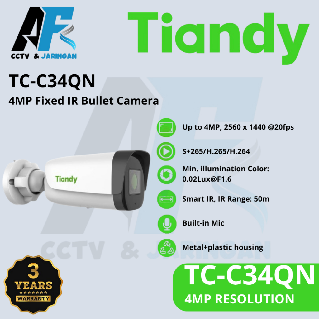 Jual Kamera CCTV IP Tiandy TC-C34QN 4MP Audio IR Outdoor | Shopee Indonesia