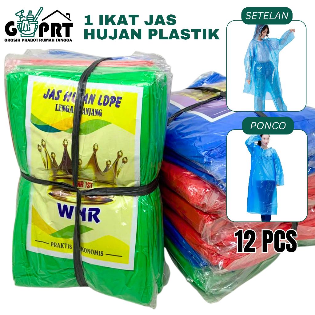 Jual GPRT 12 PCS Jas Hujan Plastik Pelindung Hujan Model Setelan Baju ...