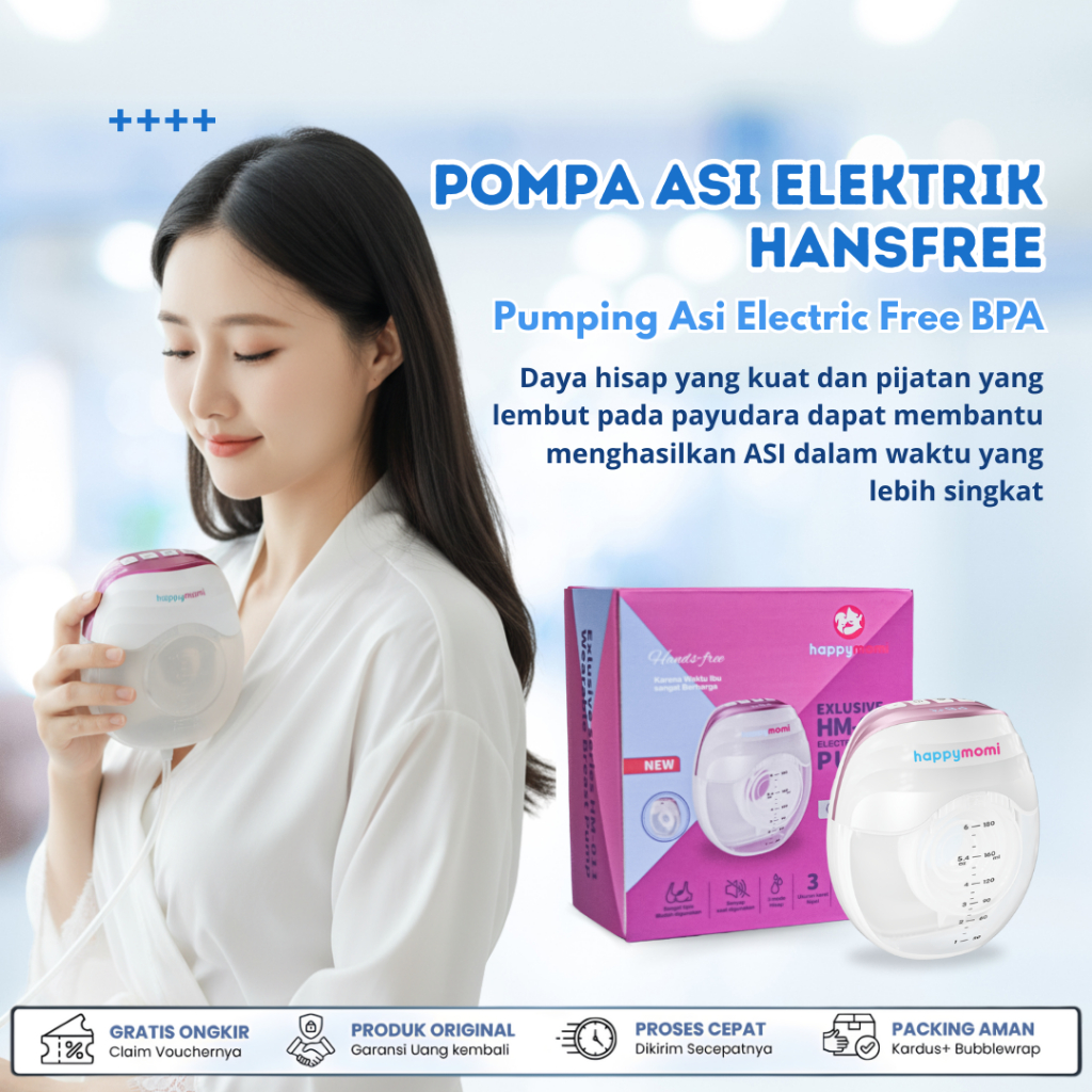 Jual Happy Momi Pompa Asi Elektrik Handsfree Breast Pump 3 Mode 8 Level ...