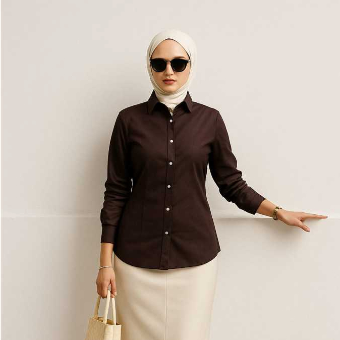 Jual Seka Shirt - Kemeja Fitted Wanita Katun | Atasan Wanita Lengan ...