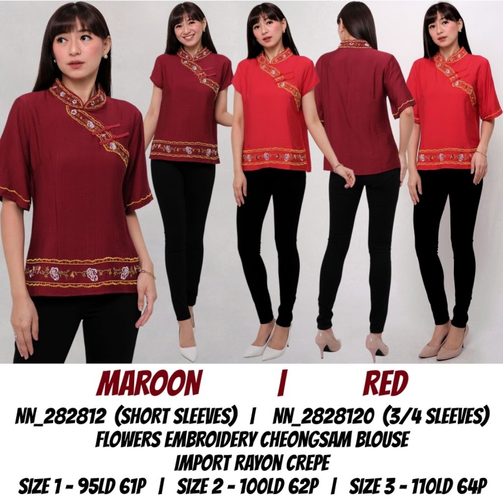 Jual Blouse Congsam Banyak Model / Blouse Merah / Blouse Bordir ...
