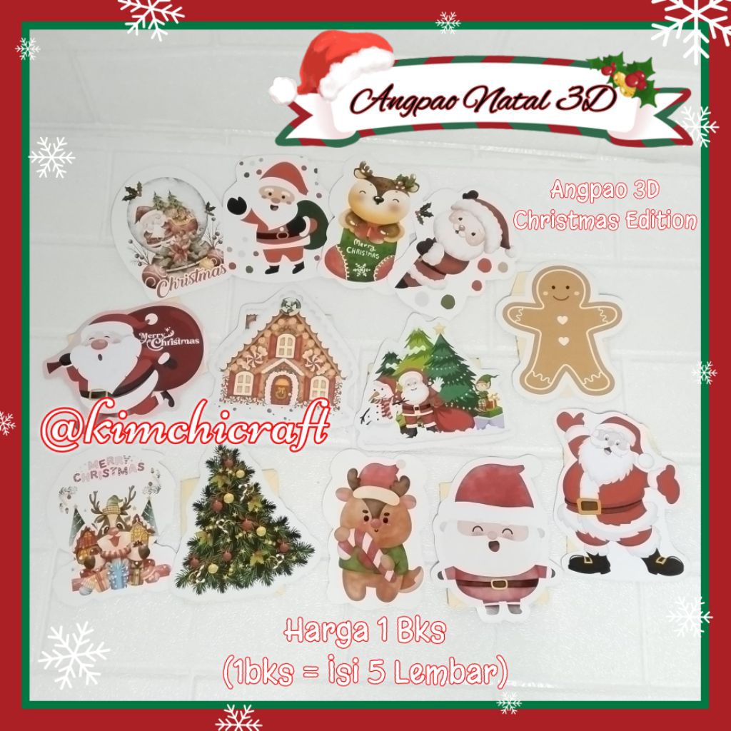 Jual (5PCS) ANG PAO NATAL 3D TERBARU / AMPLOP NATAL SANTA CLAUS ...