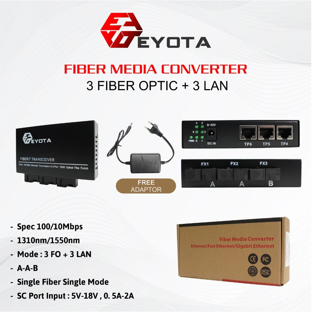 Jual Media Converter 3 FO 3 LAN 3 SC 3 RJ45 3F2E POE 10/100 Mbps Fiber ...