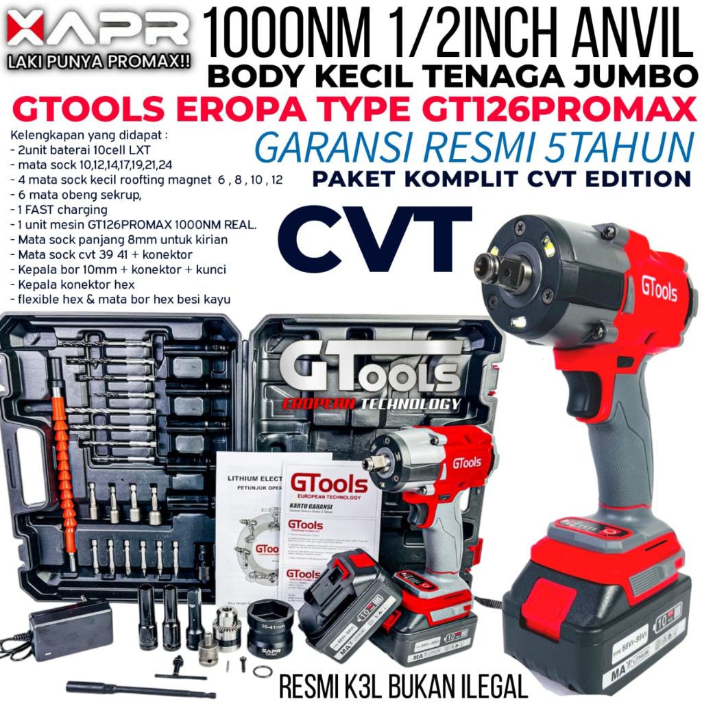 Jual GTOOLS RAJA Impact Wrench GT126PROMAX+ 1000Nm Body Kecil Tenaga ...