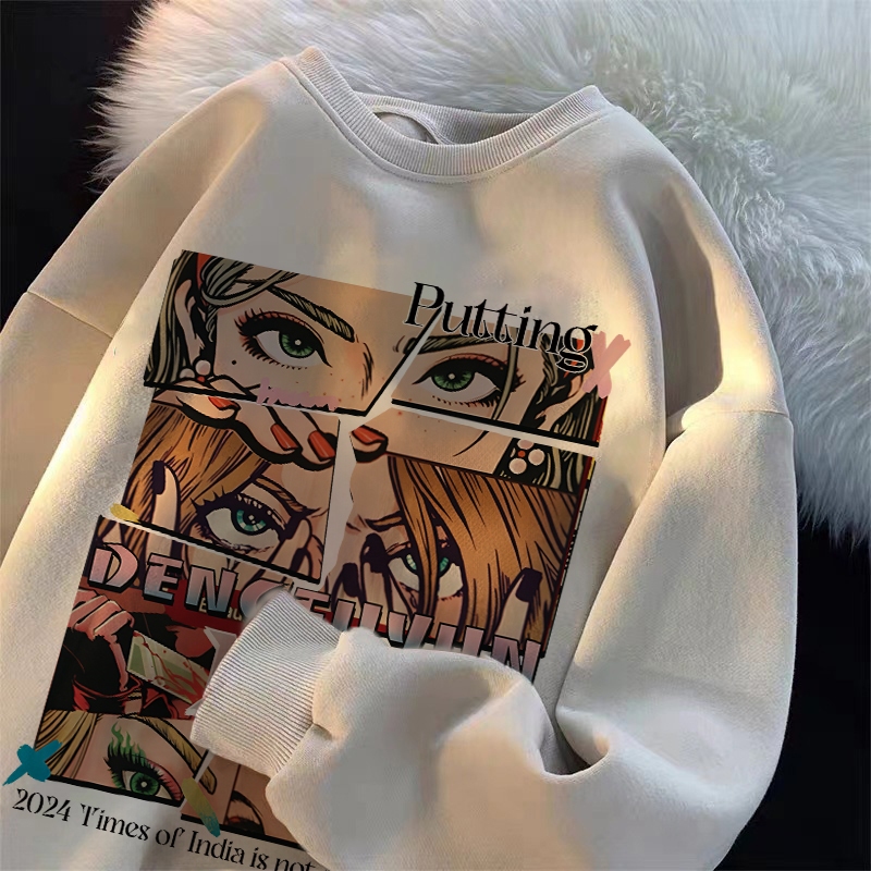 Jual Po floret Sweater Crewneck Oversize Wanita Anime Tren Print Retro ...