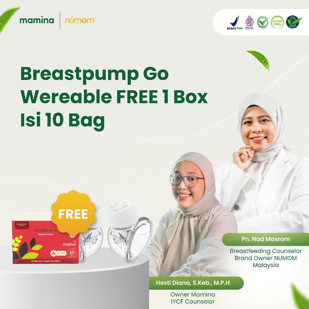 Jual MAMINA x NUMOM - Breastpump Go Wereable Free Minuman Seduhan ...