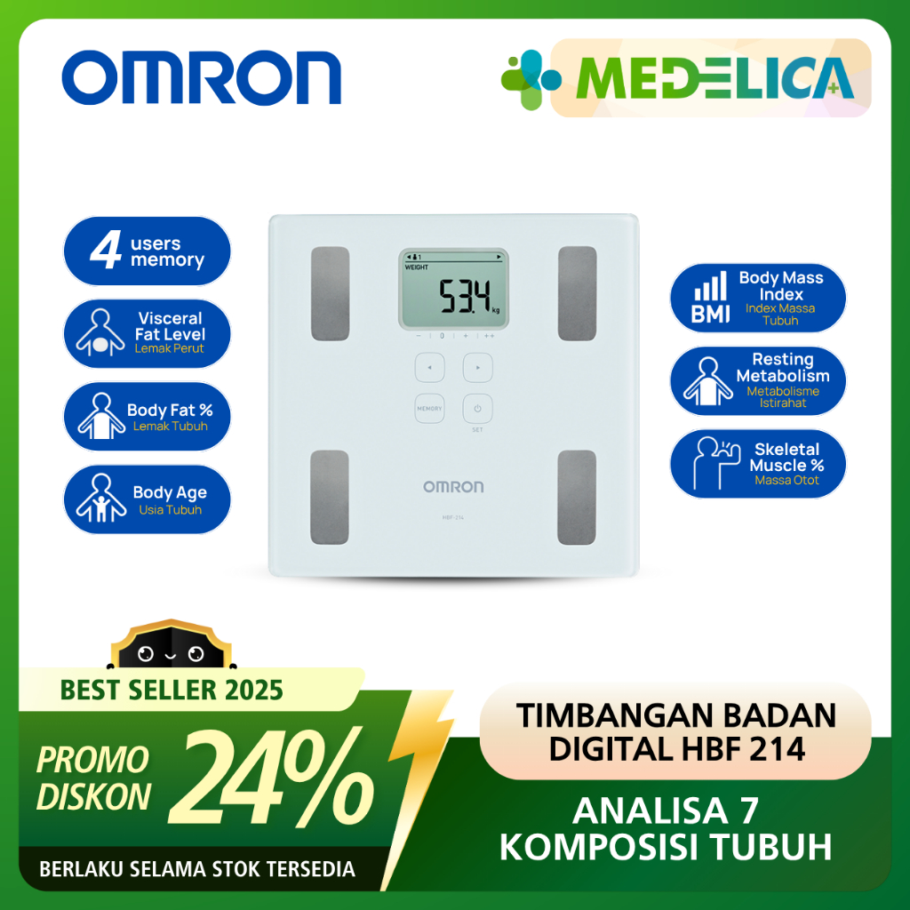 Jual Timbangan Badan Digital BMI Visceral Fat Body Age Bone HBF 214 ...