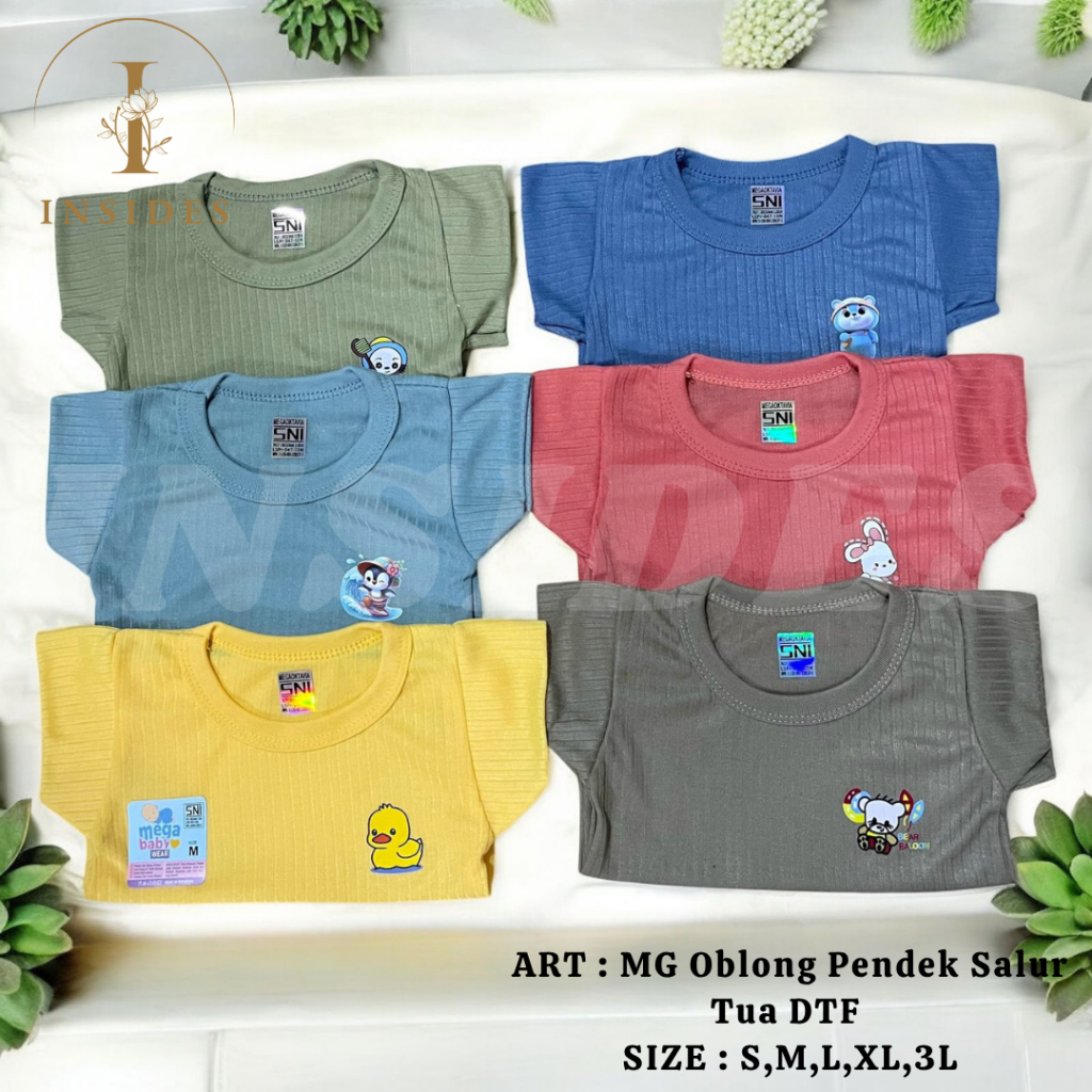 Jual MEGA - (3 PCS ) Kaos Oblong Bayi Oblong Pendek Anak Salur Warna ...