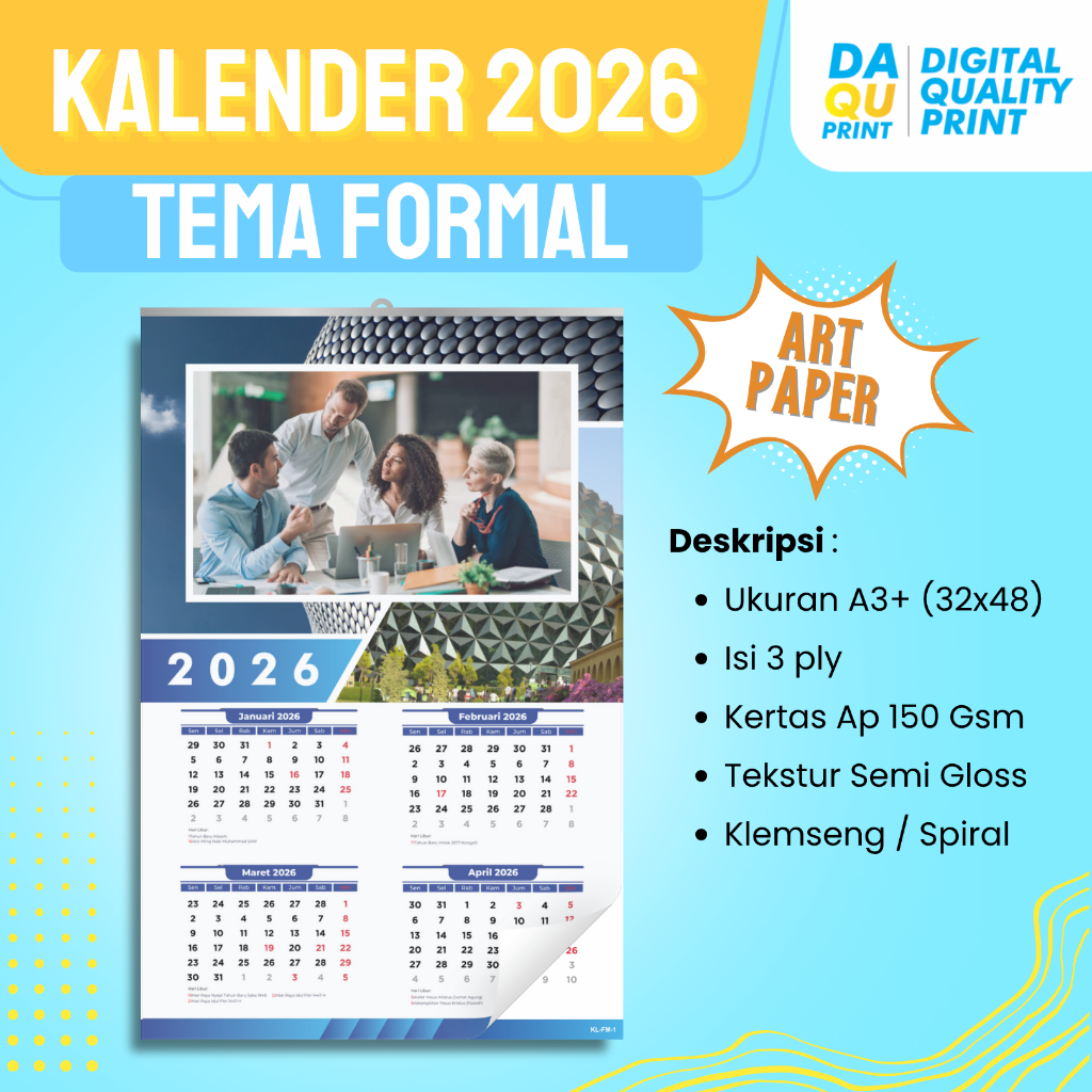 Jual [AP150] Kalender 2026 Custom Foto A3+ Tema Formal | Kalender ...