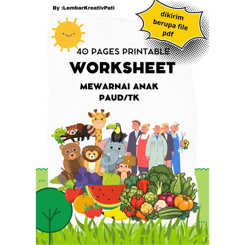 Jual Worksheet mewarnai anak printable (only file pdf) | Shopee Indonesia