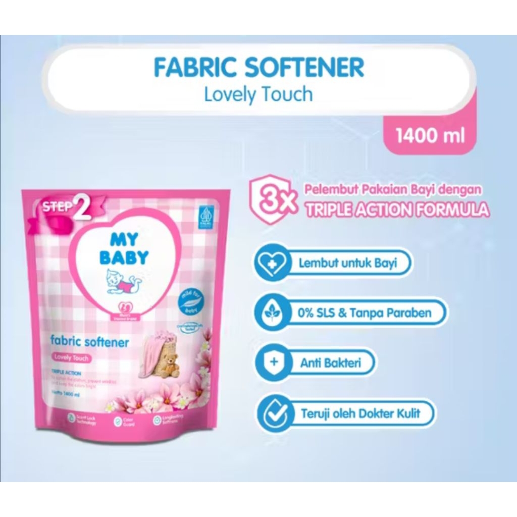 Jual MY BABY Fabric Softener Lovely Touch Refill 1400 mL | Shopee Indonesia