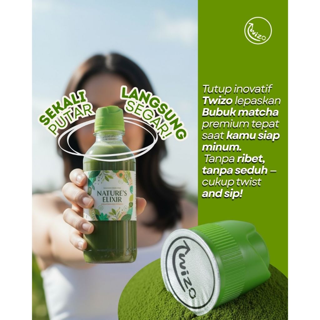 Jual Twizo Twist Cap Matcha Ceremonial Grade Tutup Botol Hijau Segar ...
