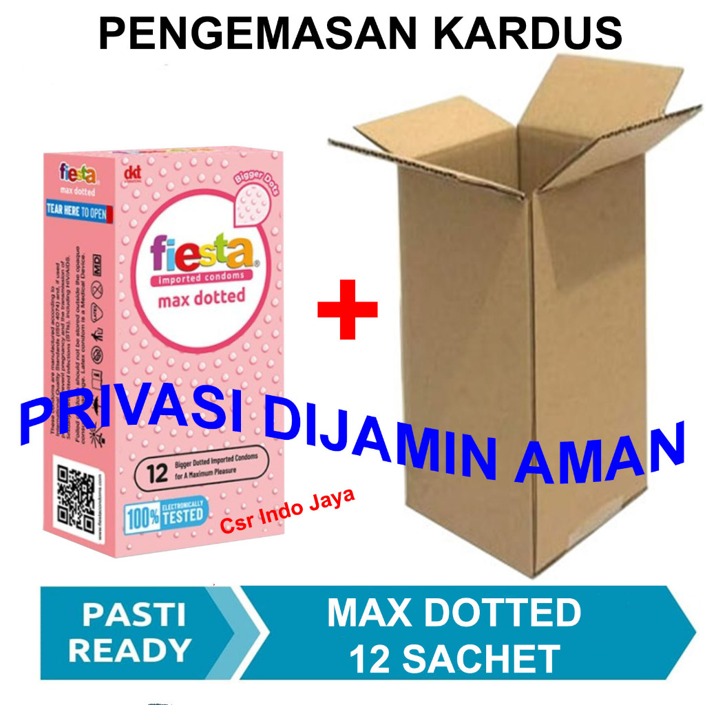 Jual Kondom Fiesta Max Dotted Isi 12 Sachet Dan Kardus / Bintil Dot ...