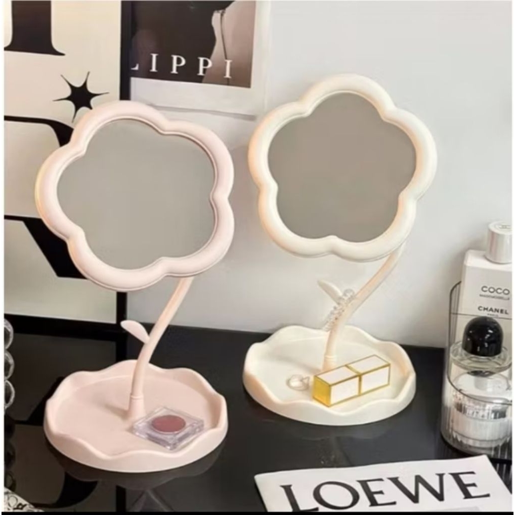 Jual Cermin MakeUp Bunga aesthetic standing makeup stand mirror flower ...