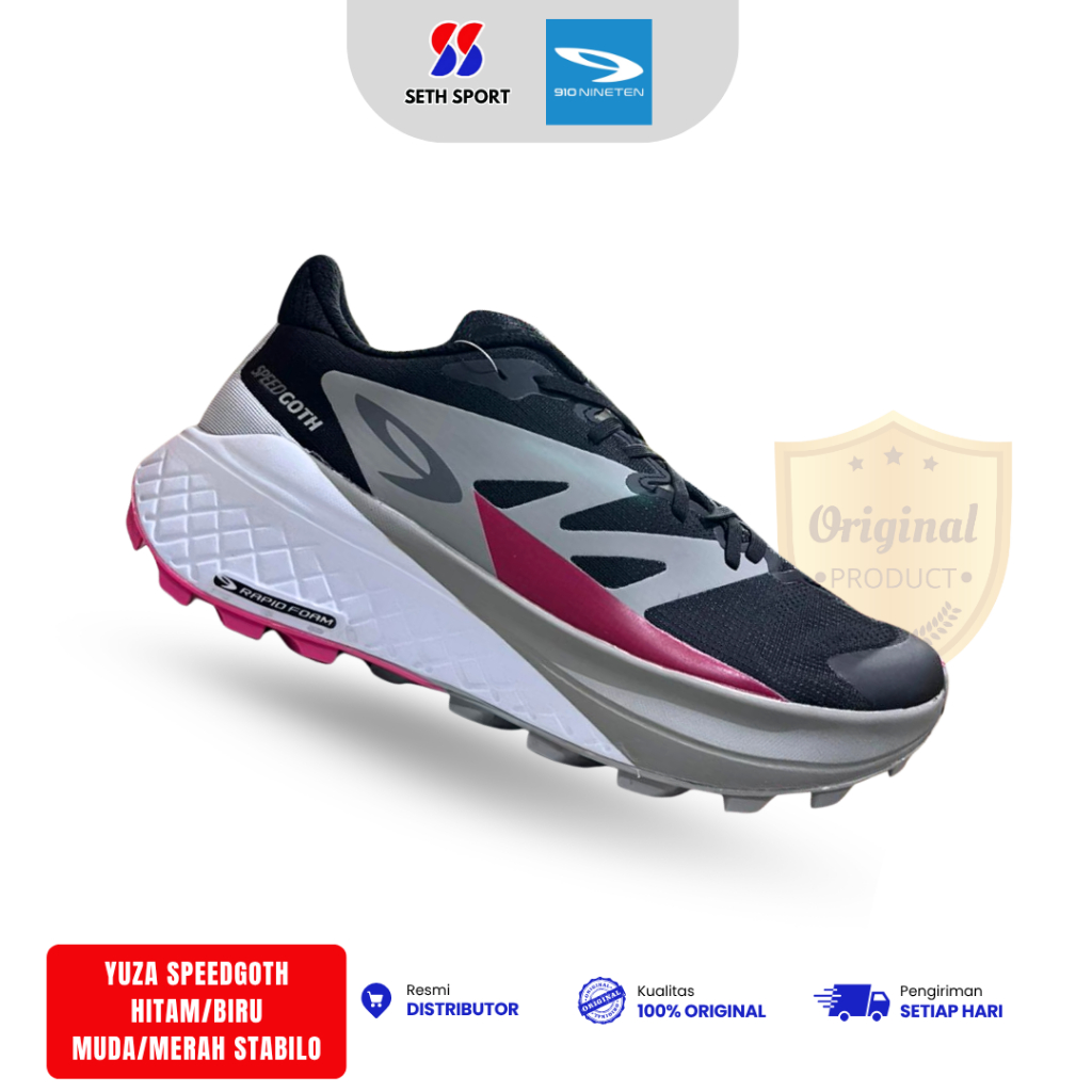 Jual Sepatu Running 910Nineten Yuza Speedgoth Original - Hitam/Biru ...