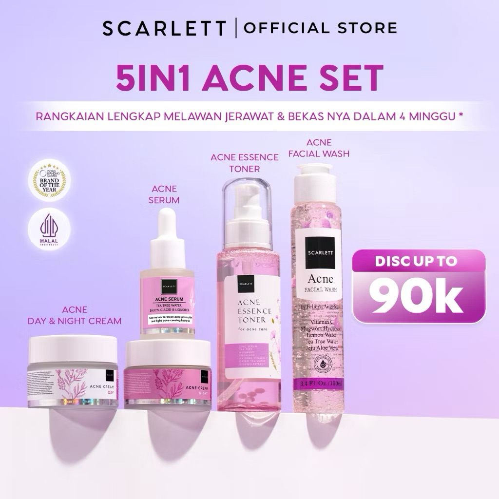 Jual SCARLET acne 5 in 1 Paket mencegah timbul nya jerawat | Shopee ...