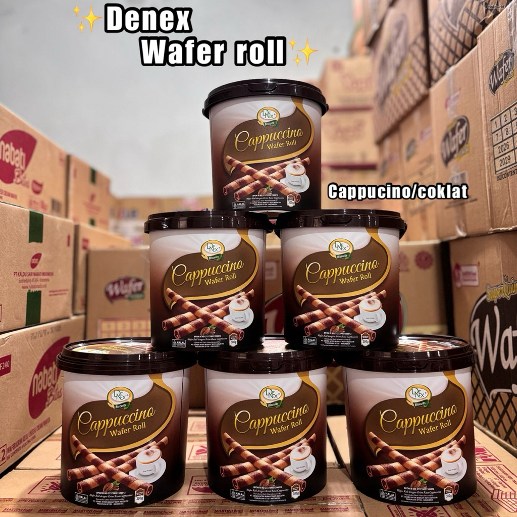 Jual DENEX 1 DUS [ isi 6 pcs ] WAFER ROLL RASA CAPPUCINO DAN COKLAT ...