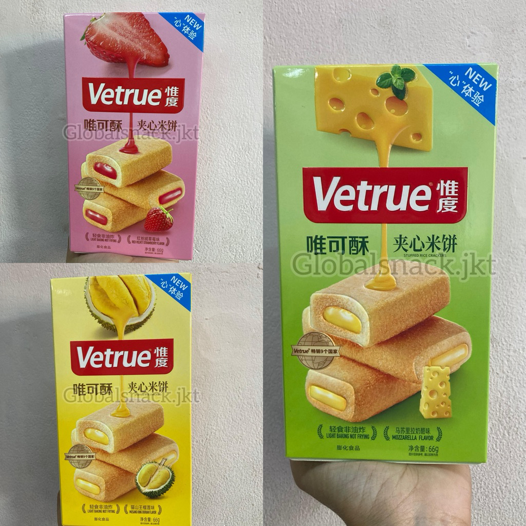 Jual VETRUE RICE CRACKER DURIAN / CHEESE / STRAWBERRY | Shopee Indonesia