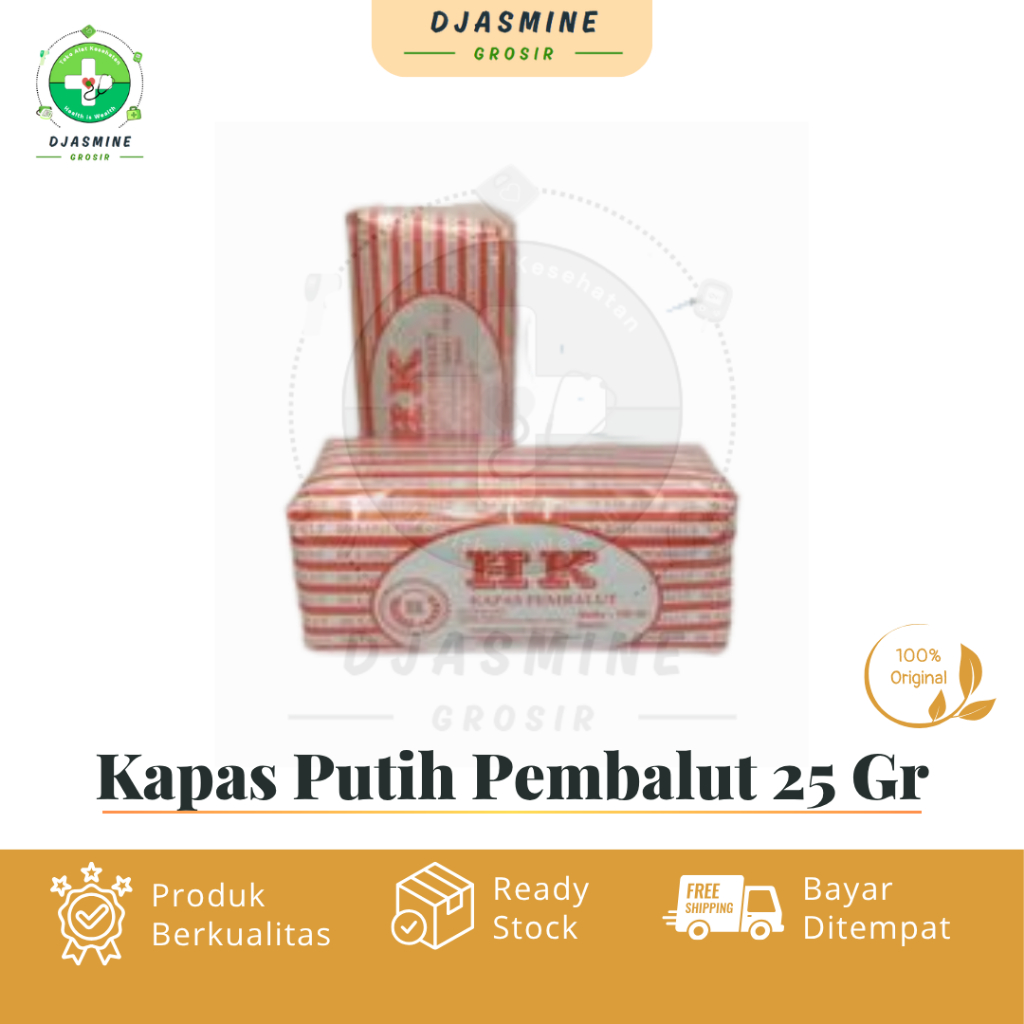 Jual Kapas Putih Pembalut 25 Gram HK/ Kapas 25gr / Kapas p3k 25 Gr ...