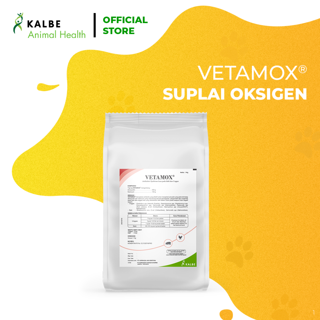 Jual KALBE VETAMOX ANTIBIOTIK SPEKTRUM LUAS UNGGAS DAN BABI ...
