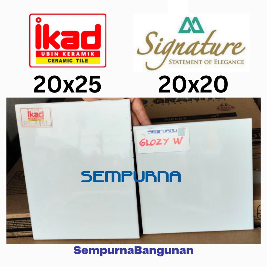 Jual Keramik ubin dinding tembok lantai Siganture putih glossy plain ...