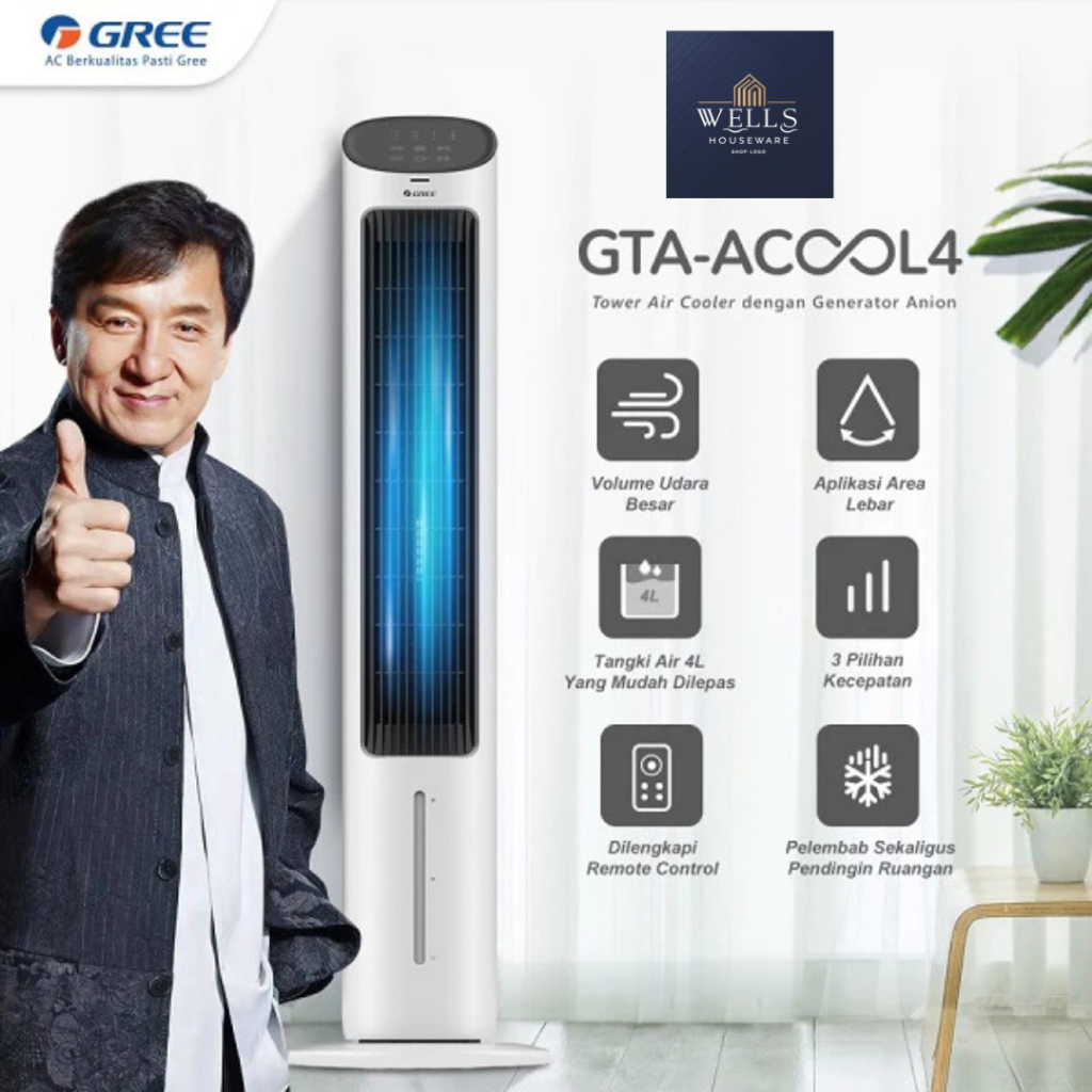 Jual Wells Houseware - GREE Tower Fan Air Cooler with Generator Anion ...