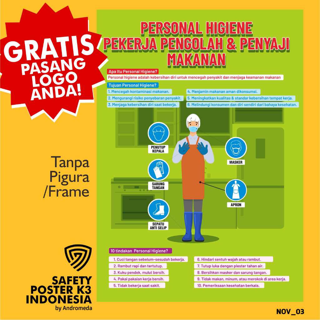 Jual Safety Poster K3 : Personal Higiene Pekerja Pengolah & Penyaji ...