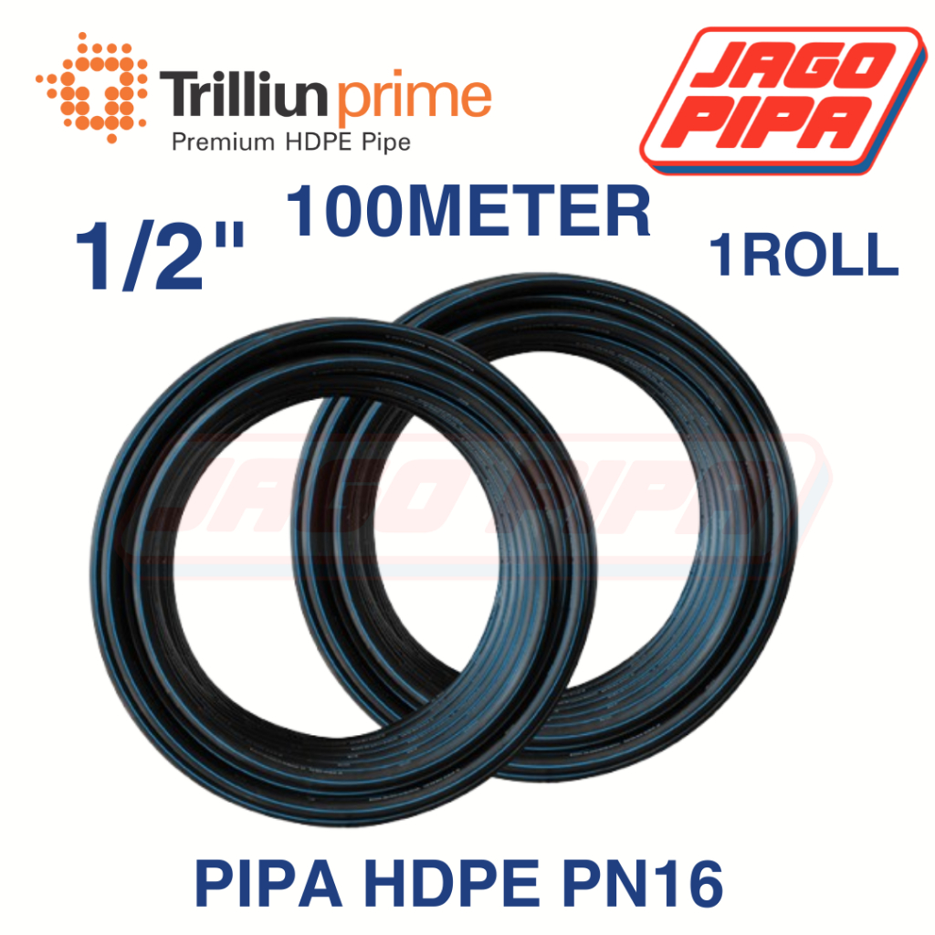 Jual TRILLIUN HDPE Pipa 20 mm 1/2 Inch PN16 SDR 11 ROLL 100 Meter Pipa ...
