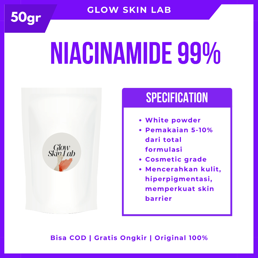 Jual Niacinamide 99% 50gr Pure Vitamin B3 Nikotinamida Bahan Serum ...