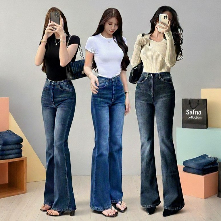 Jual Highwaist Jeans Cutbray Wisker Loose Vol.2 - Highwaist Cutbray ...