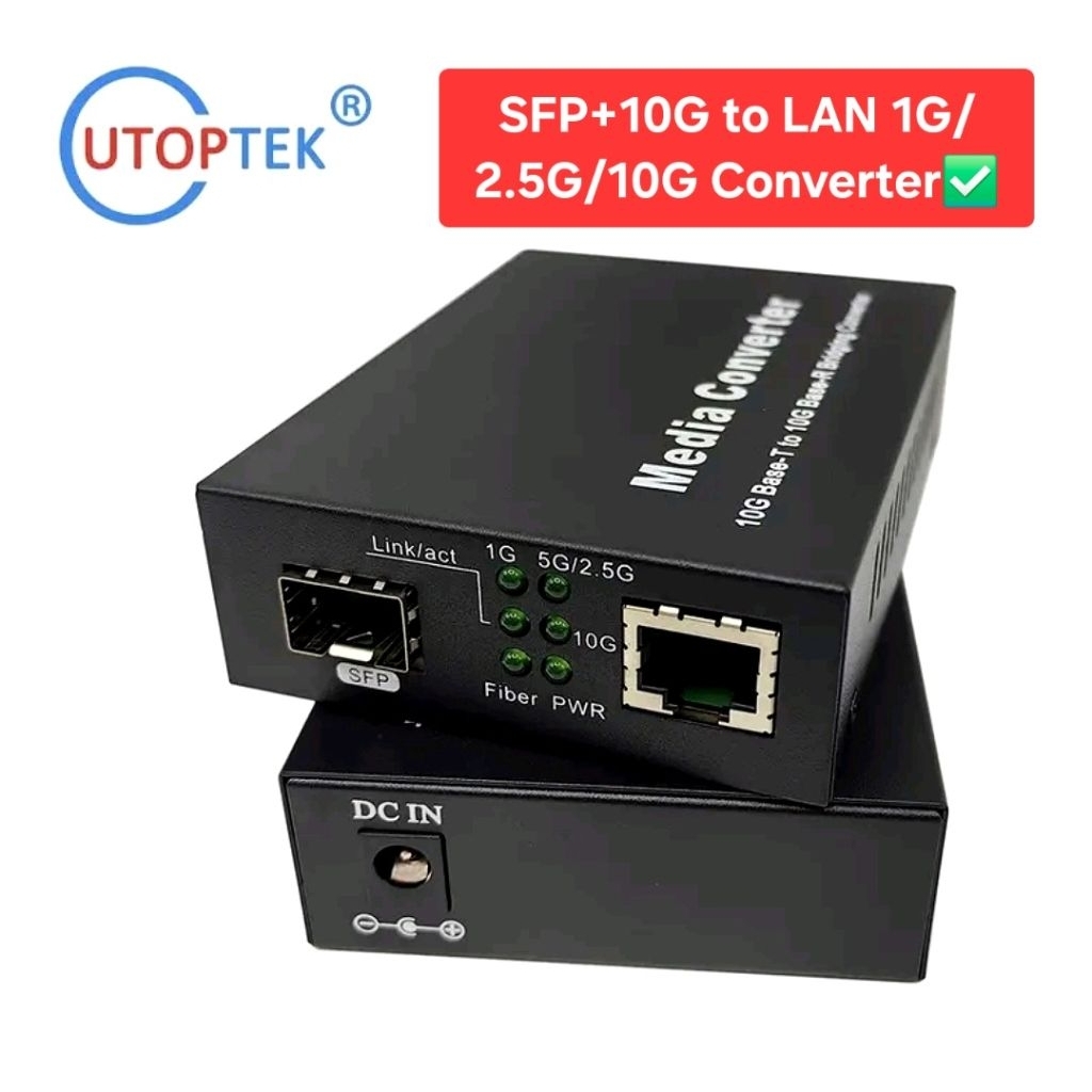 Jual 10G SFP+ 1 LAN 10Gb/s Media Converter Fiber MC 1 SFP+ to RJ45 ...