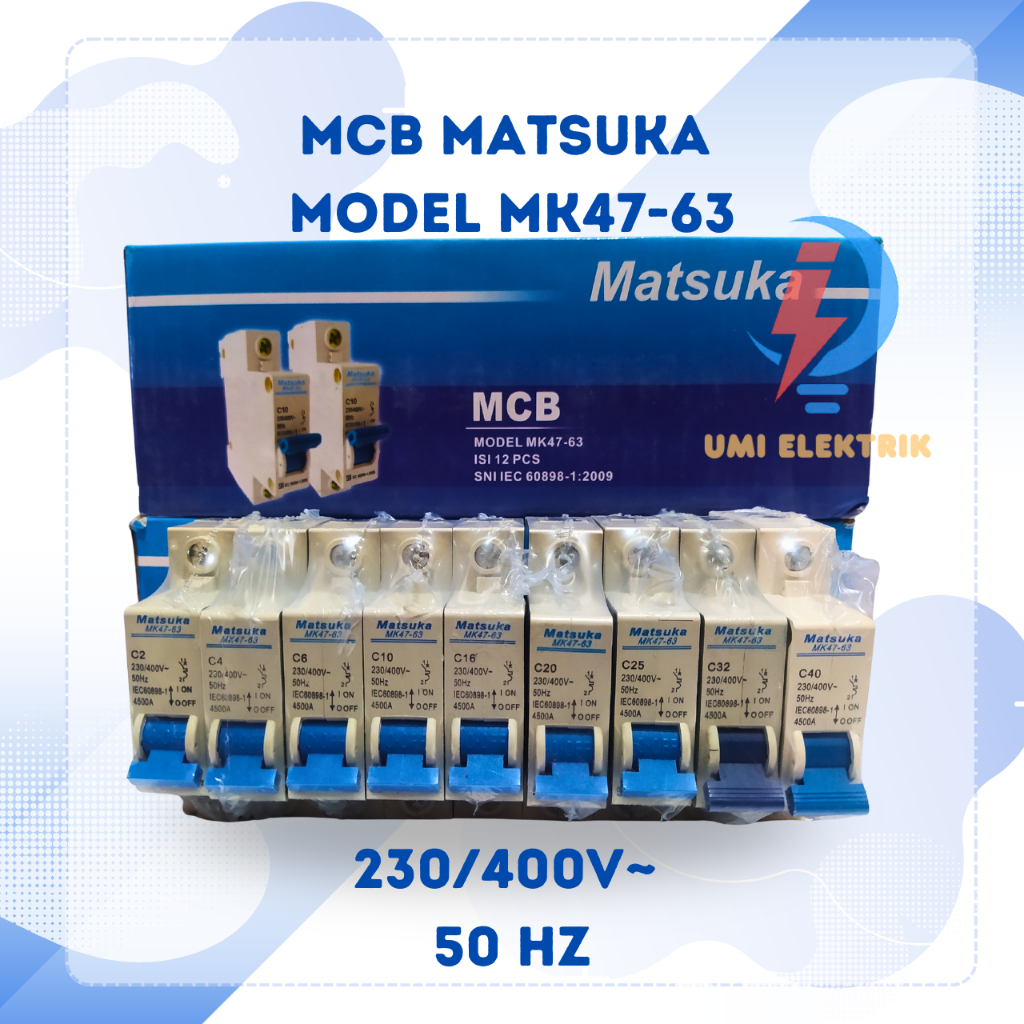 Jual MCB Matsuka 2A/4A/6A/10A/16A/20A/25A/32A/40A SNI J Phase | Shopee ...