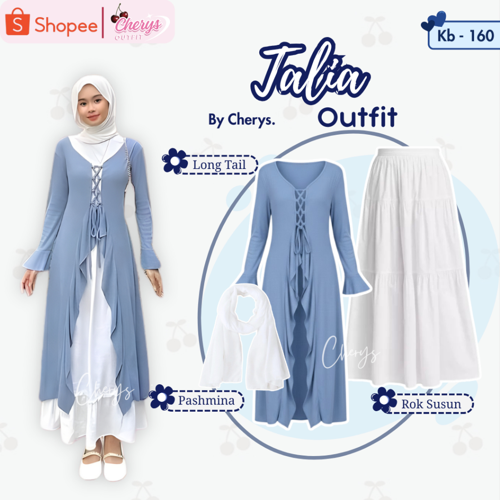 Jual Cherysoutfit - Talia Setelan Outfit Denim 3in1 (Cardigan Long Tail ...