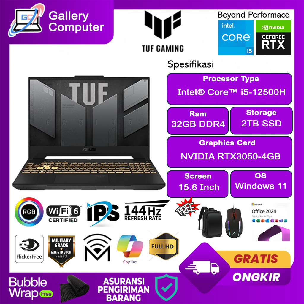 Jual Asus TUF Gaming A15 Intel Core i5 12500H 32GB 2TB SSD RTX3050-4GB ...