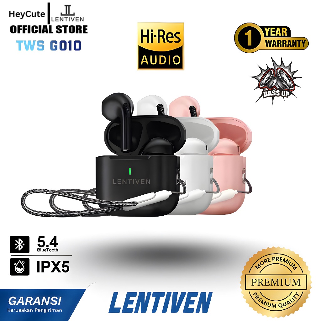 Jual HEYCUTE LENTIVEN Earbuds TWS Wireless Earphone Bluetooth 5.4 Hi ...