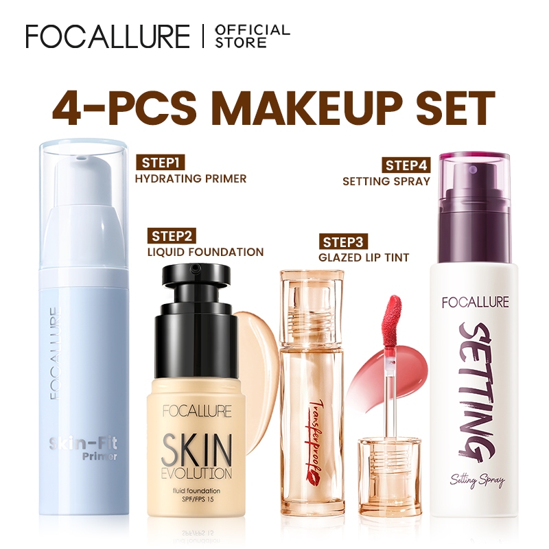 Jual FOCALLURE 4PCS Face Makeup Set Hydrating Primer Foundation Setting ...