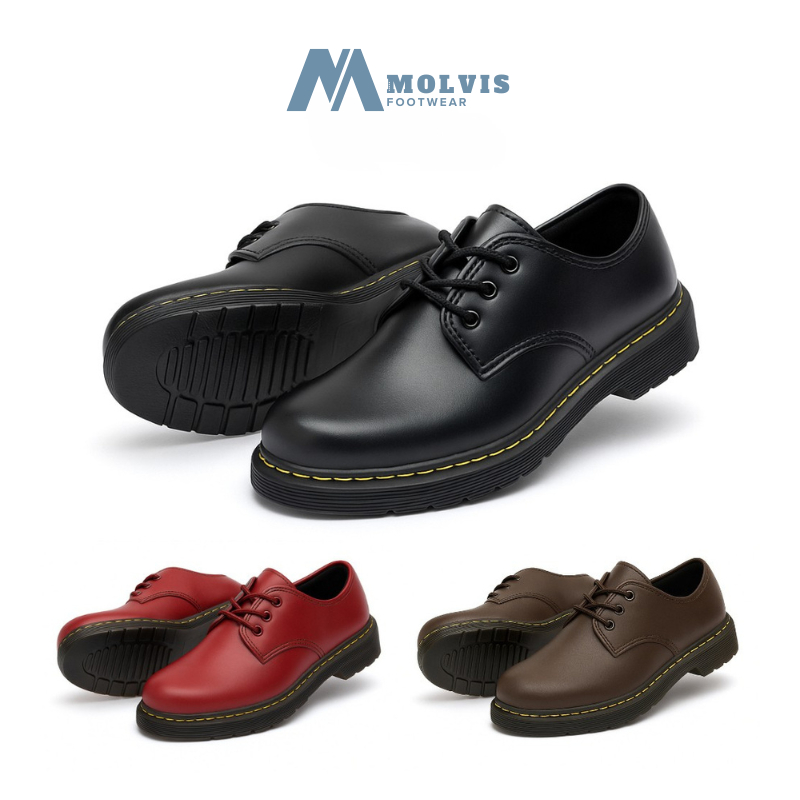 Jual Molvis - Sepatu Formal Docmart Pria | Jossie Docmart Hitam Glossy ...