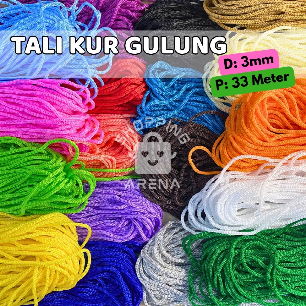 Jual Tali Kur 3mm PER GULUNG SATU BUNGKUS PLASTIK Warna Warni Lengkap ...