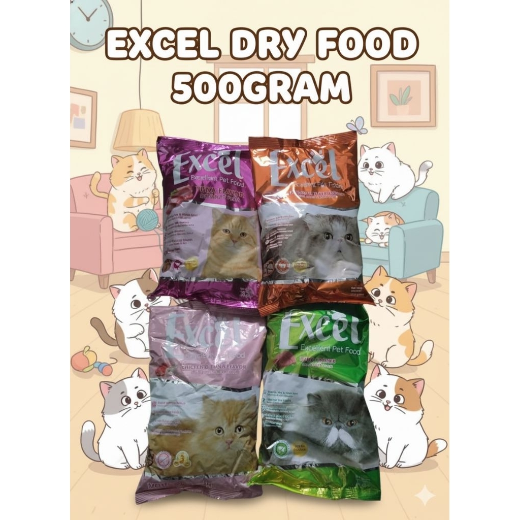 Jual Excel makanan kucing dry food 500gr cat food | Shopee Indonesia