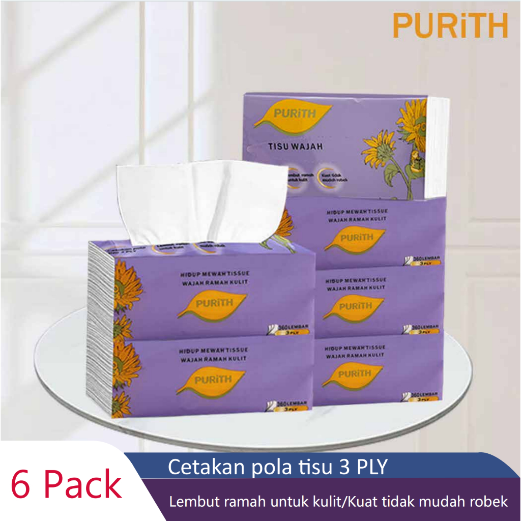 Jual PURITH Tisu Wajah 3 Lapis 360 Lembar [6/10Packs] – Tebal, Halus ...