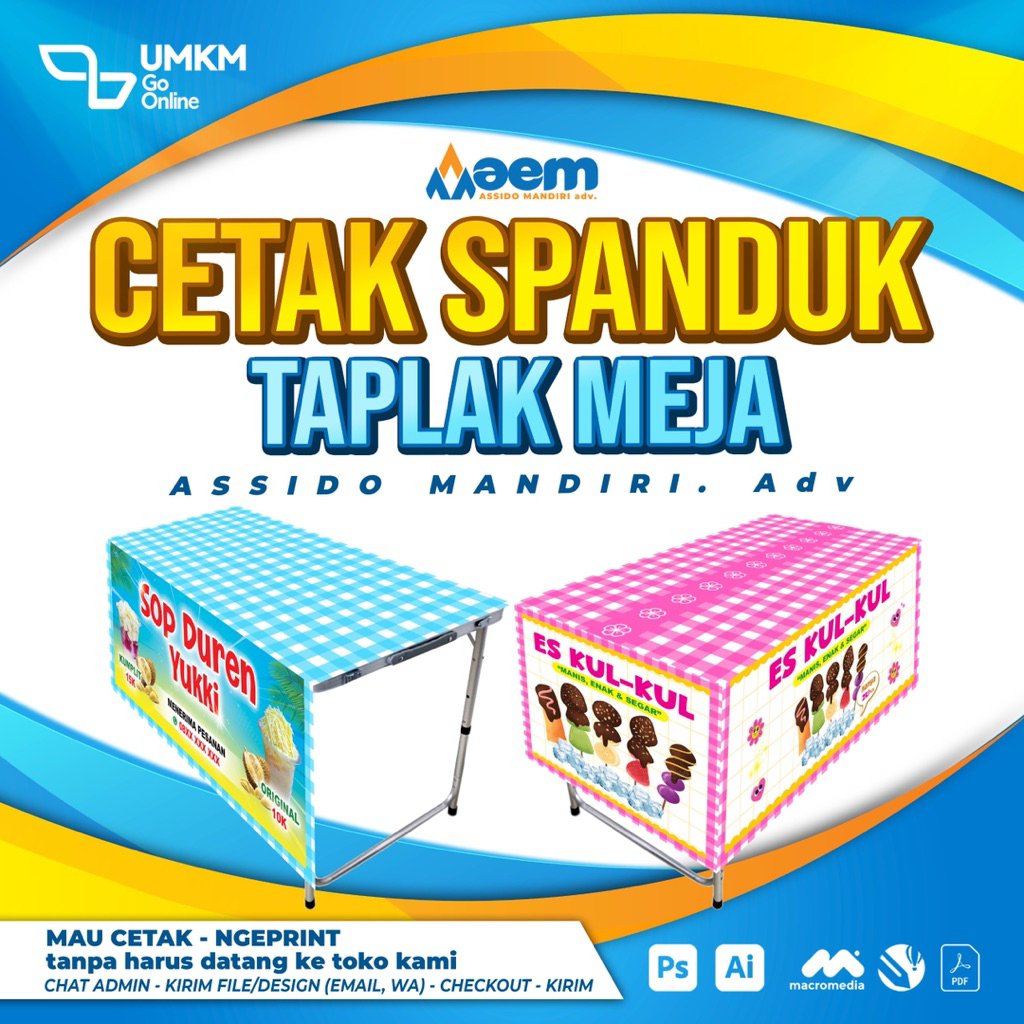 Jual SPANDUK TAPLAK MEJA 2 in 1 | SPANDUK BANNER MEJA PORTABLE | Shopee ...