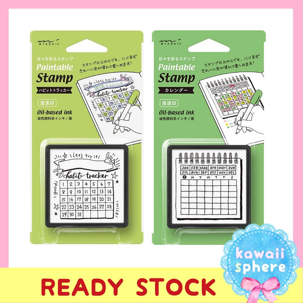 Jual Midori Paintable Stamp Calendar / Habit Tracker Pattern | Rubber ...