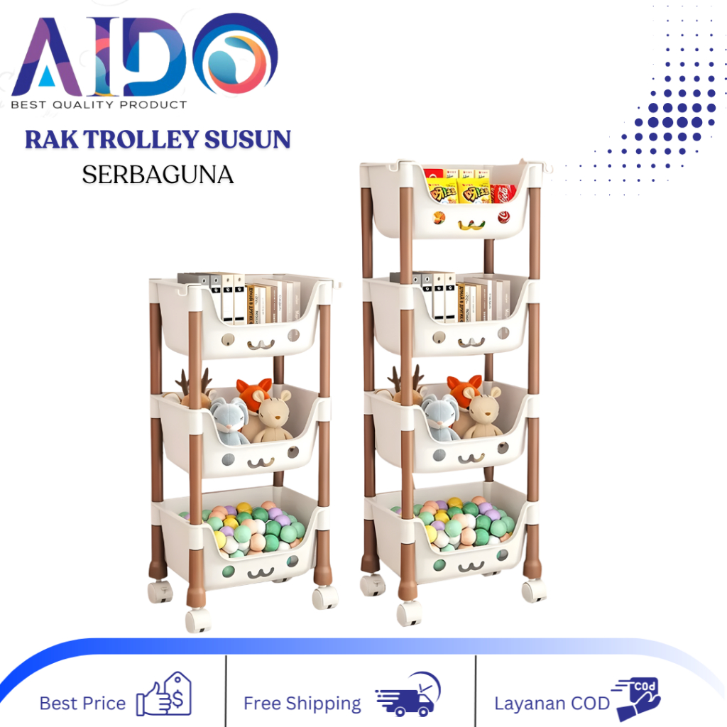 Jual Rak Susun Serbaguna 3-4 Tingkat dengan Roda | Rak Buku Mainan Anak ...