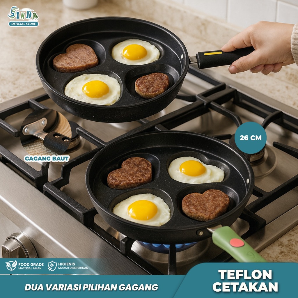 Jual Sinda Panci Cetakan Telur 4 Datar Teflon Cetakan Martabak Telor ...