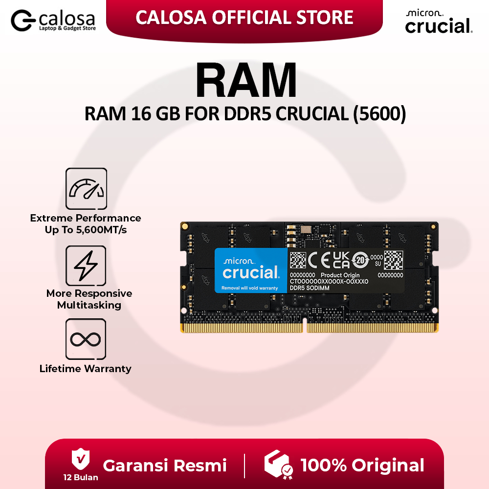 Jual MEMORY LAPTOP CRUCIAL DDR5 16GB 16 GB 5600 SODIMM RAM NOTEBOOK ...