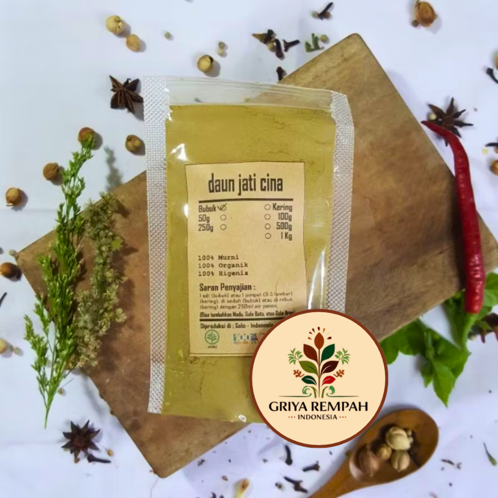 Jual DAUN JATI CINA BUBUK 50 GRAM Premium Ramuan Rempah Herbal Kering ...